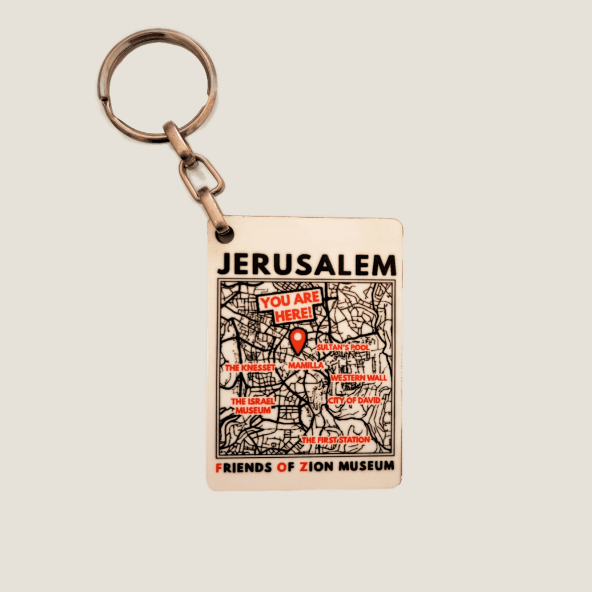 'Friends Of Zion' Keychain | Jerusalem Old CIty Map – fozmuseum