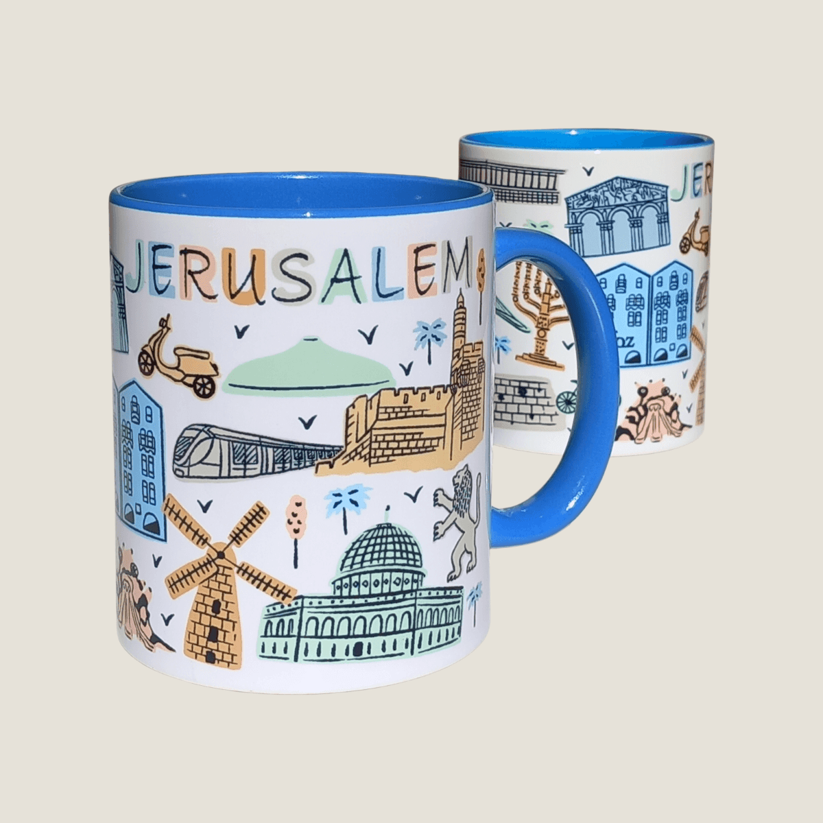 Jerusalem Symbols Blue Mug | Large – fozmuseum